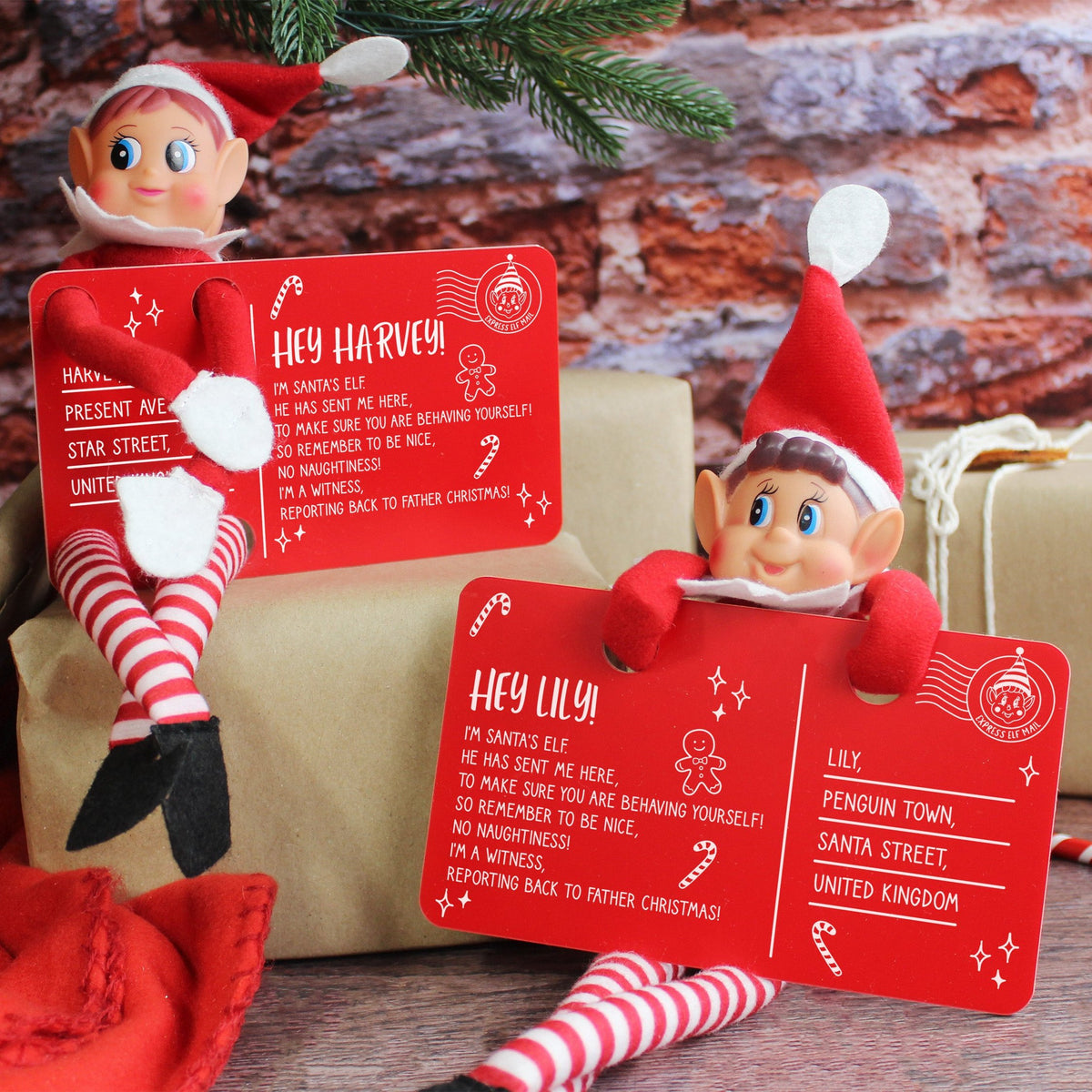 Personalised Elf Arrival Postcard | Red Acrylic Christmas Keepsake ...