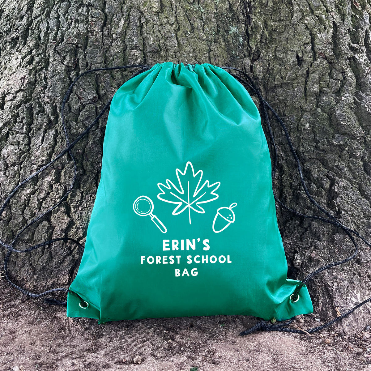 Personalised Forest School Drawstring Bag | Custom Name Kids Outdoor ...