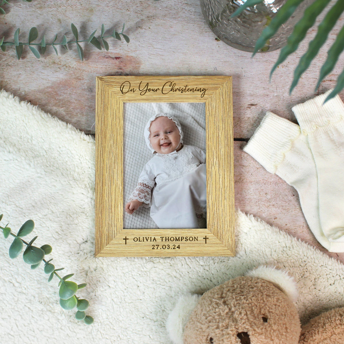 Personalised Wooden Baby Photo Frame - Perfect for Christening ...