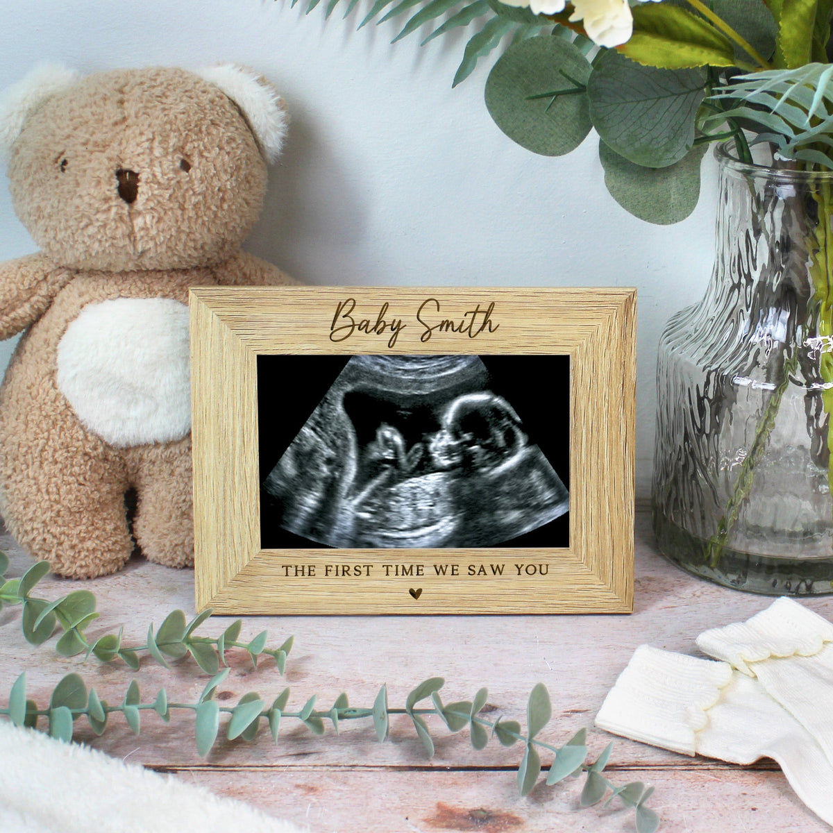 Personalised Wooden Baby Scan Photo Frame - The First Time We Saw You ...