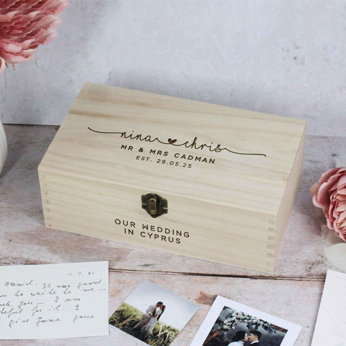 Personalised Mrs & Mrs Wedding Box | Wooden Keepsake Gift - 6 Sizes ...