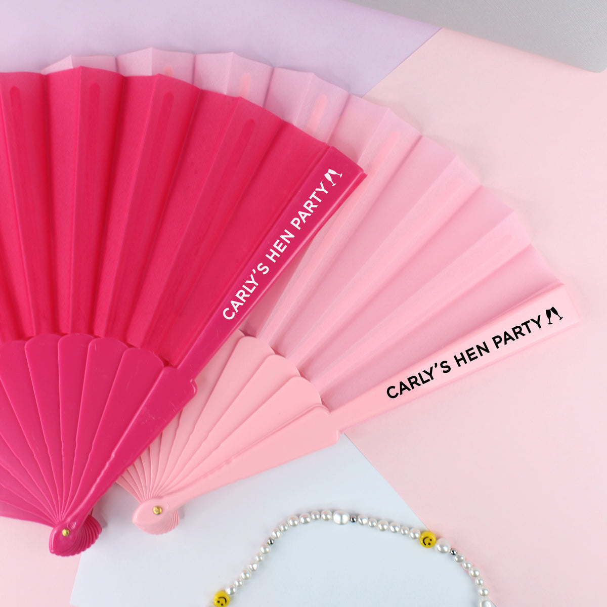 Personalised Pink Hen Party Hand Fan | Custom Name Folding Fan UK ...